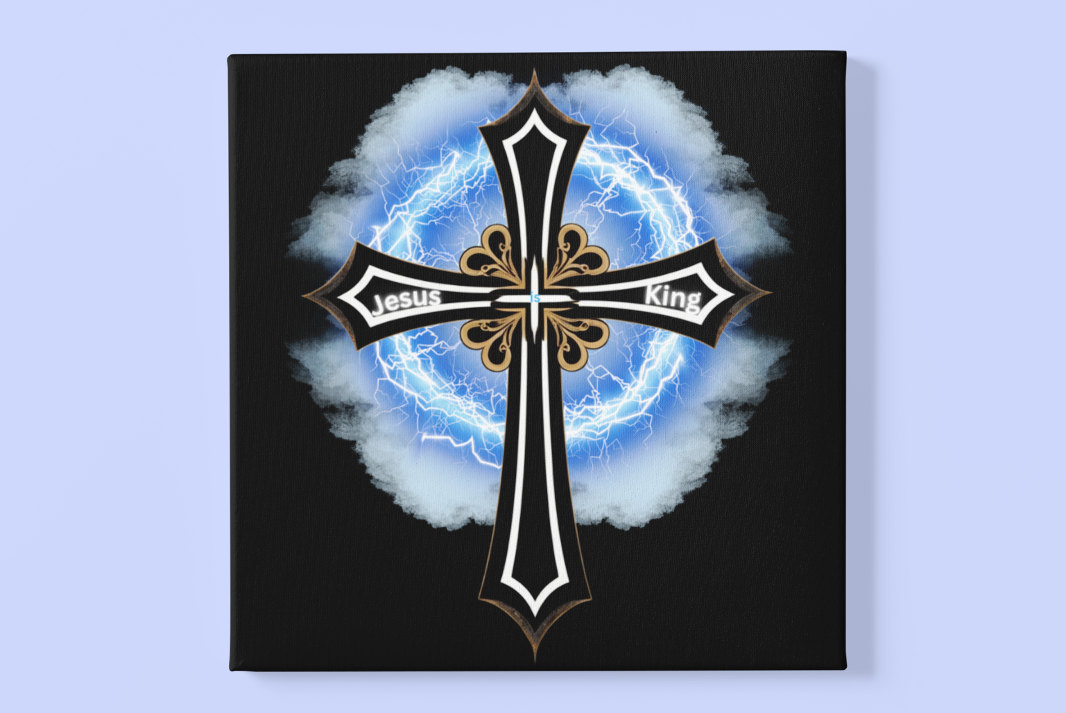 Lightning and Clouds Cross - Canvas Wall Art – Magnify Faith