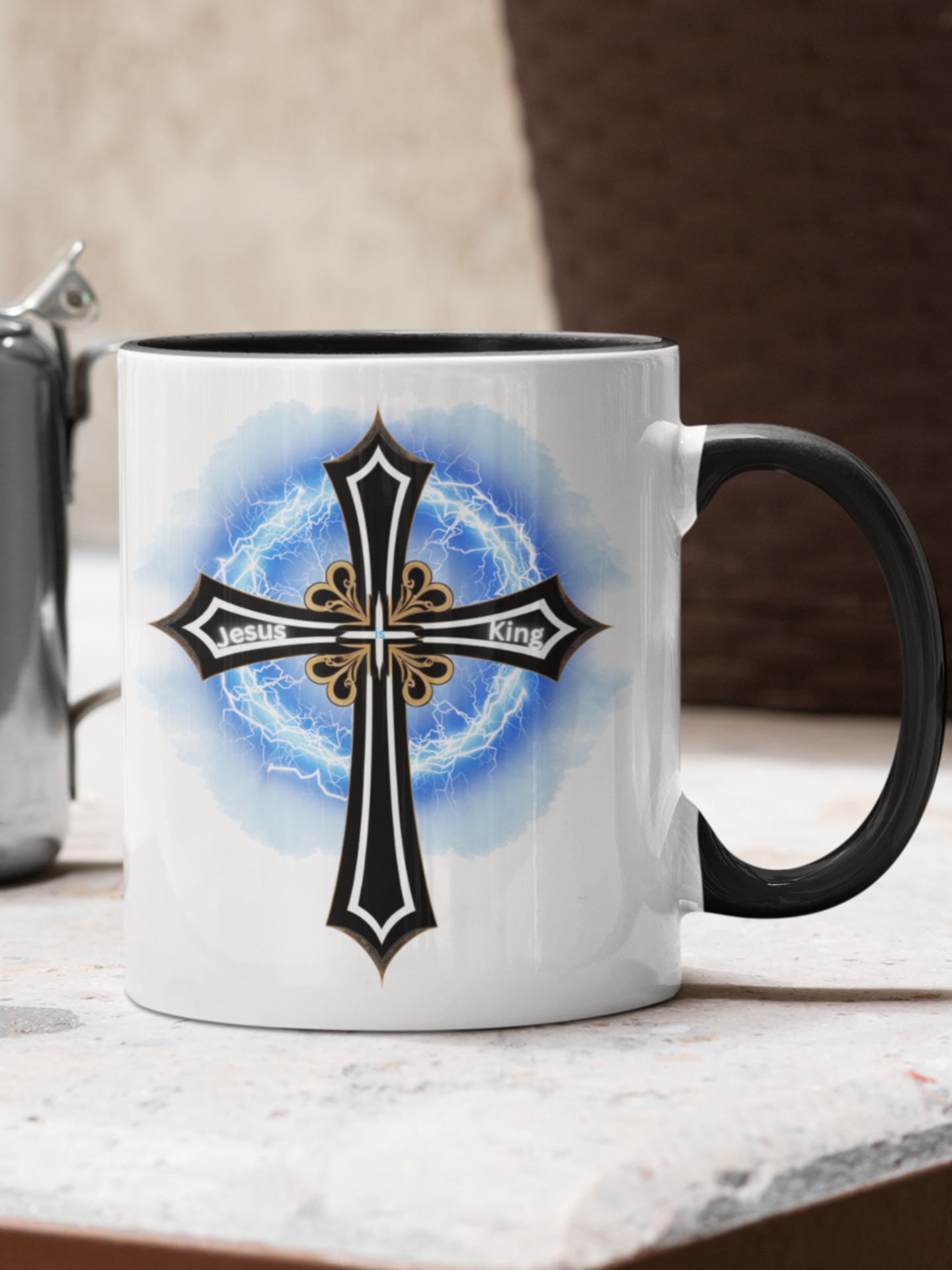 Lightning & Clouds Cross - Accent Coffee Mug (11, 15oz) – Magnify Faith
